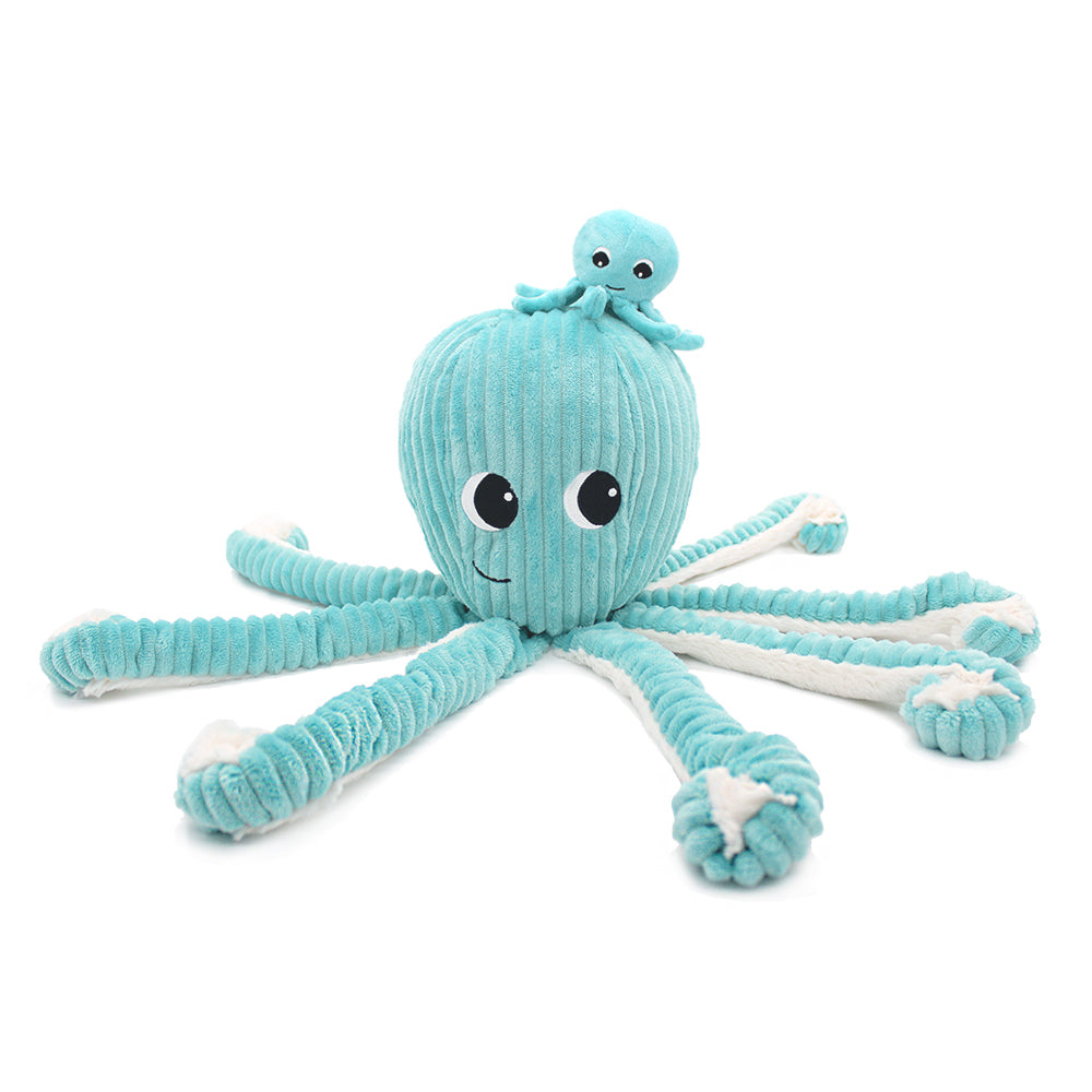 Peluche Filou la pieuvre maman et son bébé bleu aqua - Les Ptipotos ...