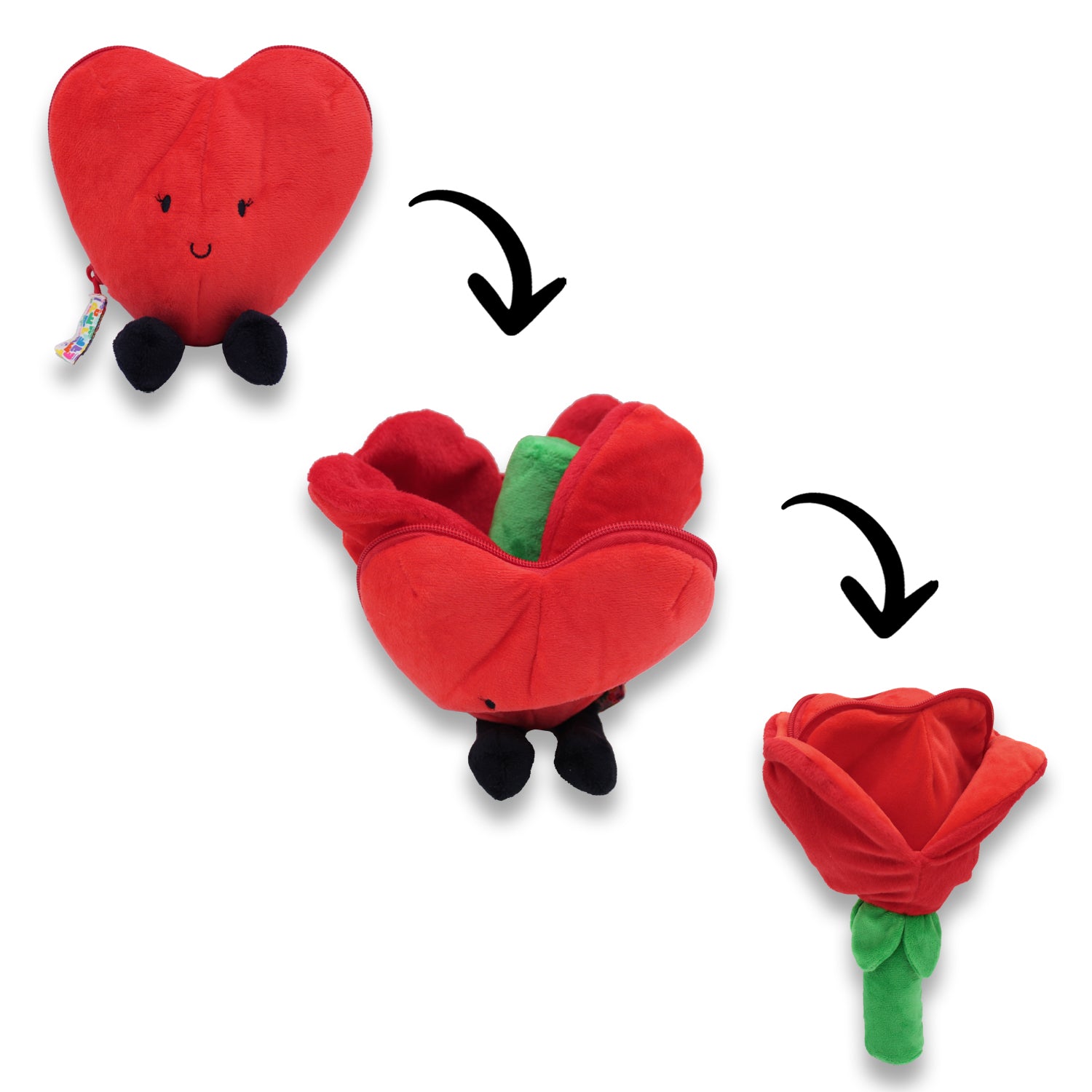 2 in 1 Heart/Flower plush toy - Flipetz – Les Déglingos
